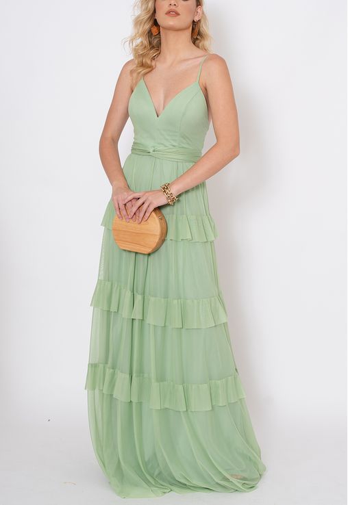 Vestido Fiorela longo Powerlook - verde oliva - powerlook